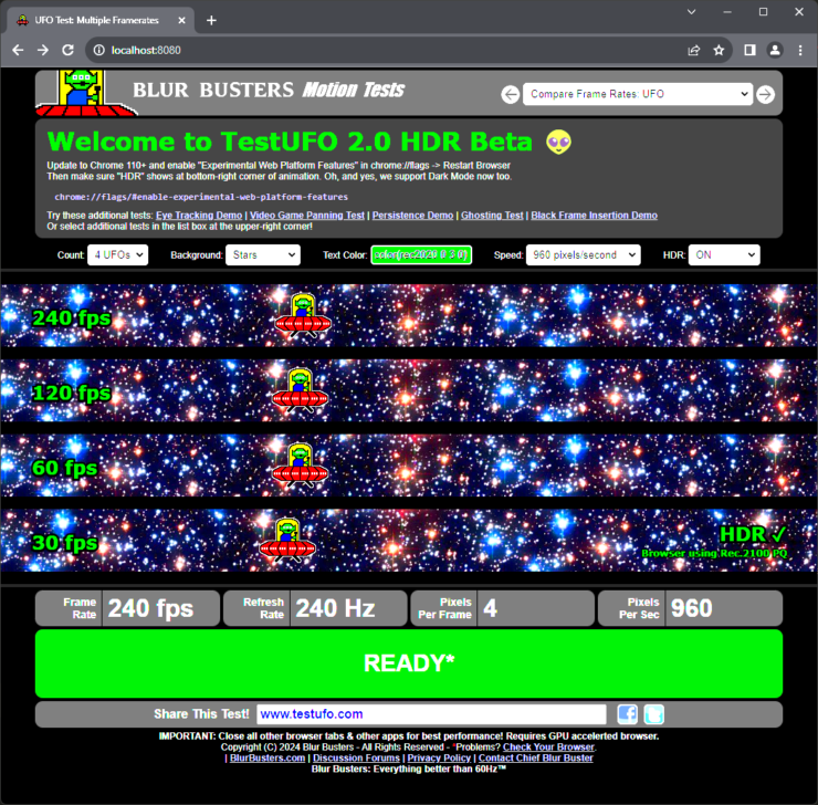 TestUFO 2.0 Display Motion Test Gaining HDR Support, Public Beta Launch ...
